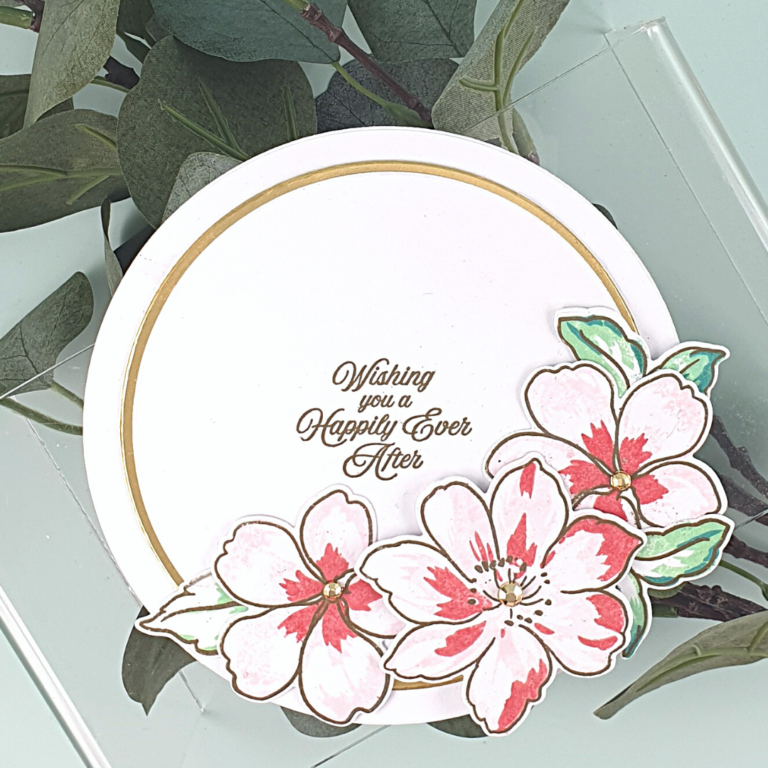 How to Create a Circular Wedding Card with Layering Floral Stamps