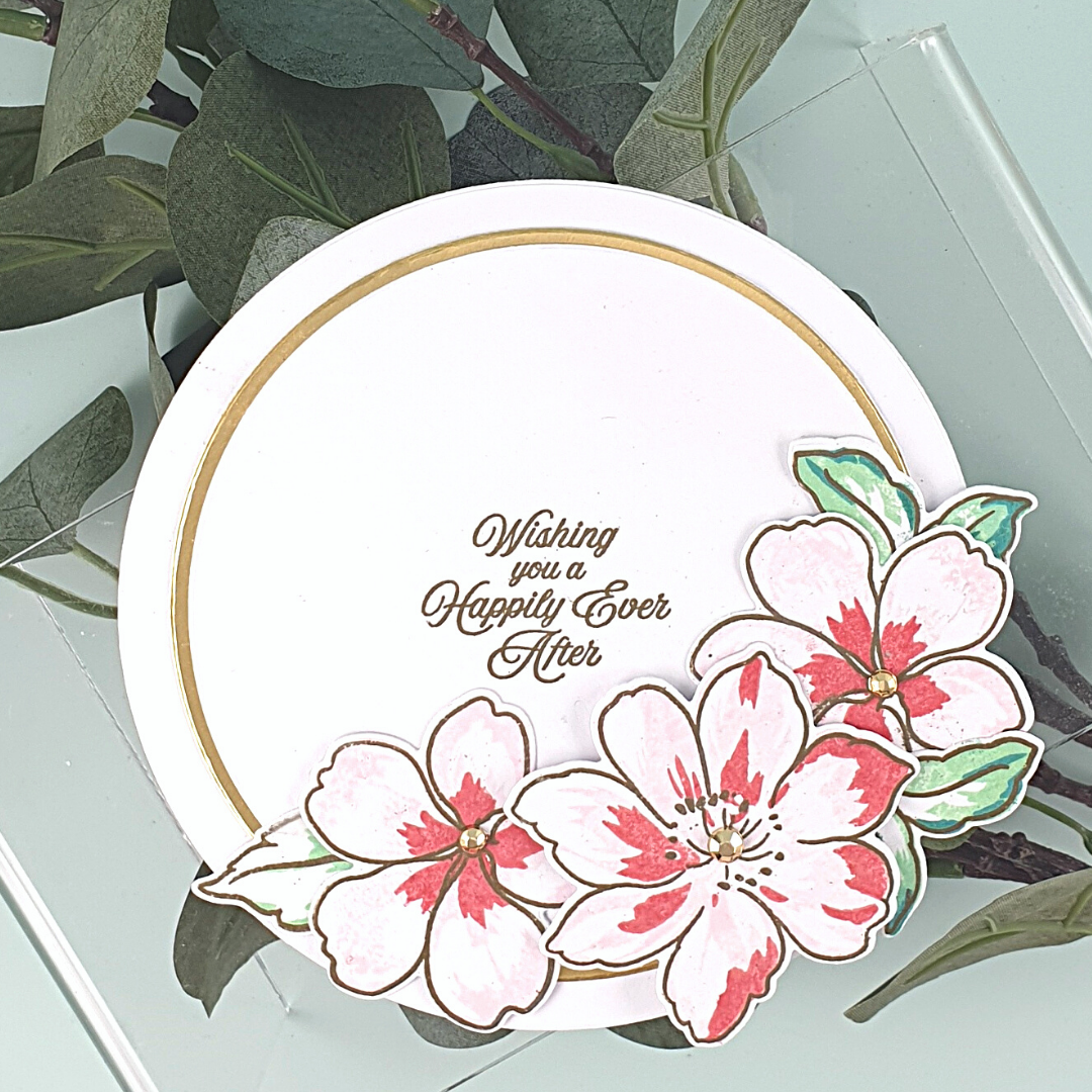 How to Create a Circular Wedding Card with Layering Floral Stamps